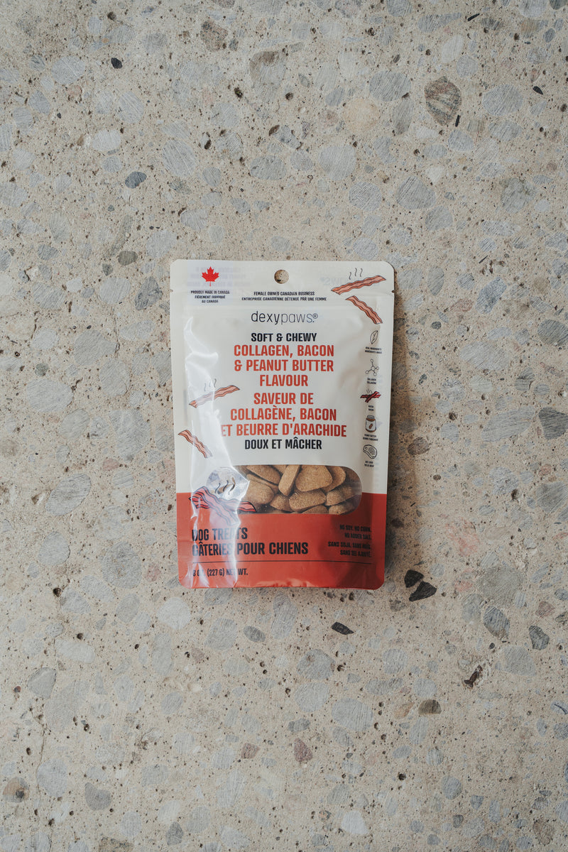 8oz Soft Chewy Dog Treats - Collagen & Bacon – dexypaws