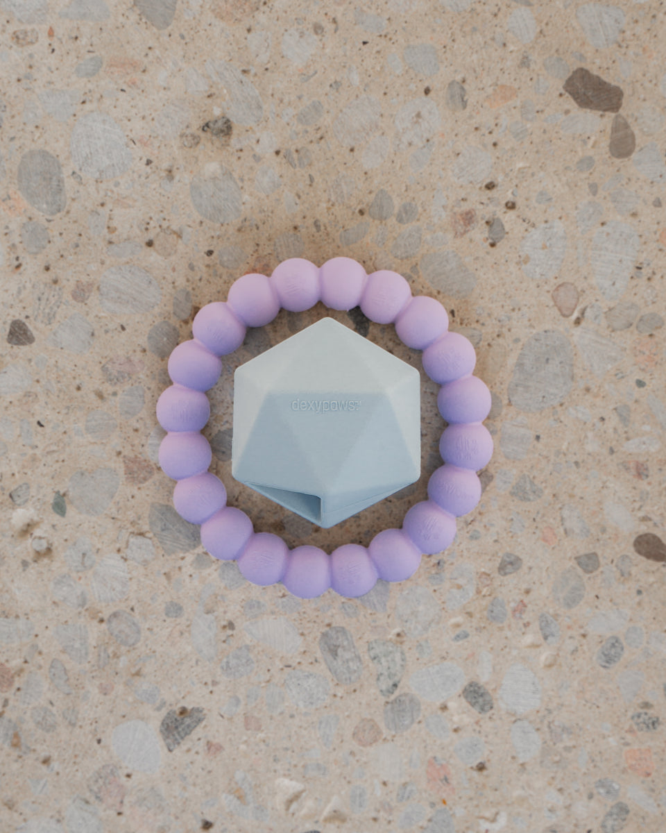 2 Piece Geometric & Ring Aggressive Chew Toy Set - Lilac Purple & Sky ...
